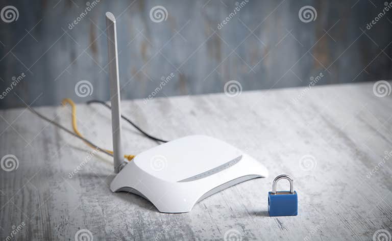 Internet Router with Padlock. Network and Data Protection Stock Image ...