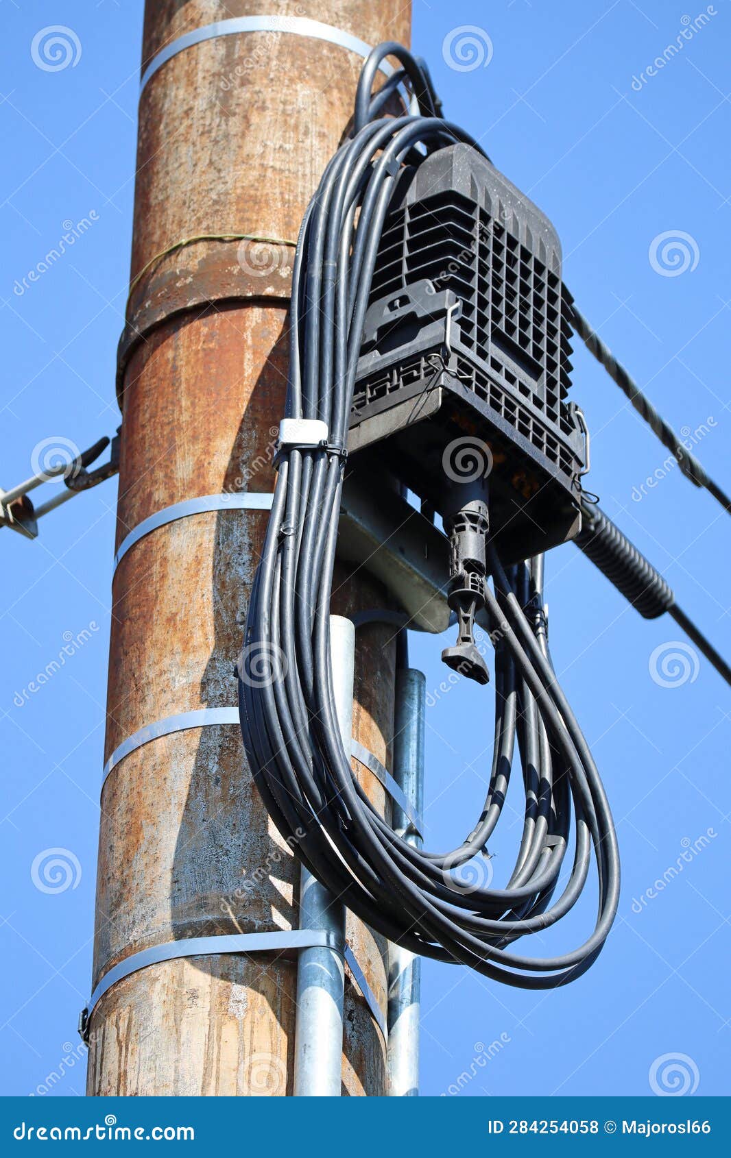 Internet Router on a Pole Outdoor with Cables Stock Photo - Image of ...