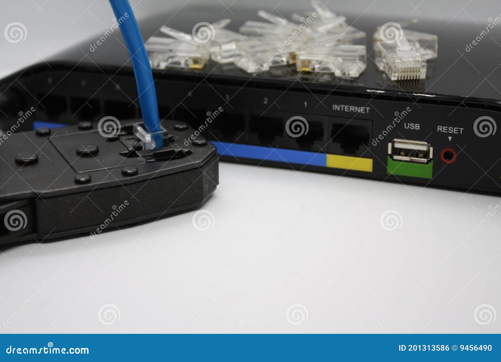 Internet Router and Rg45 Connectors Stock Photo - Image of network ...