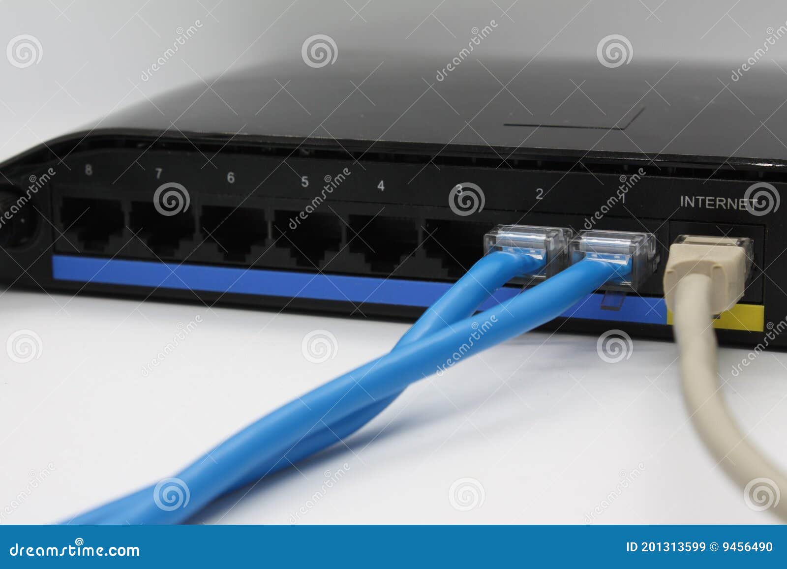 Internet Router and Rg45 Connectors Stock Image - Image of white, data ...