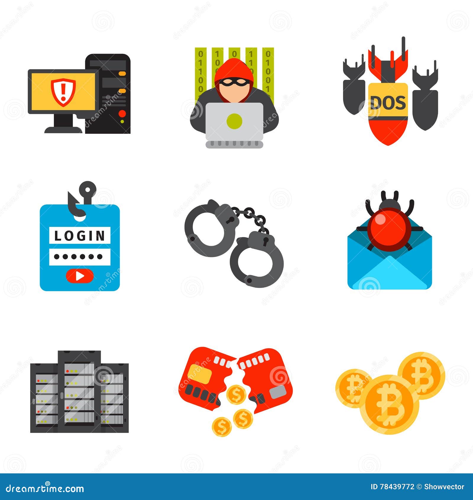 Internet Safety Icons Isolated Stock Vector - Illustration of computer ...
