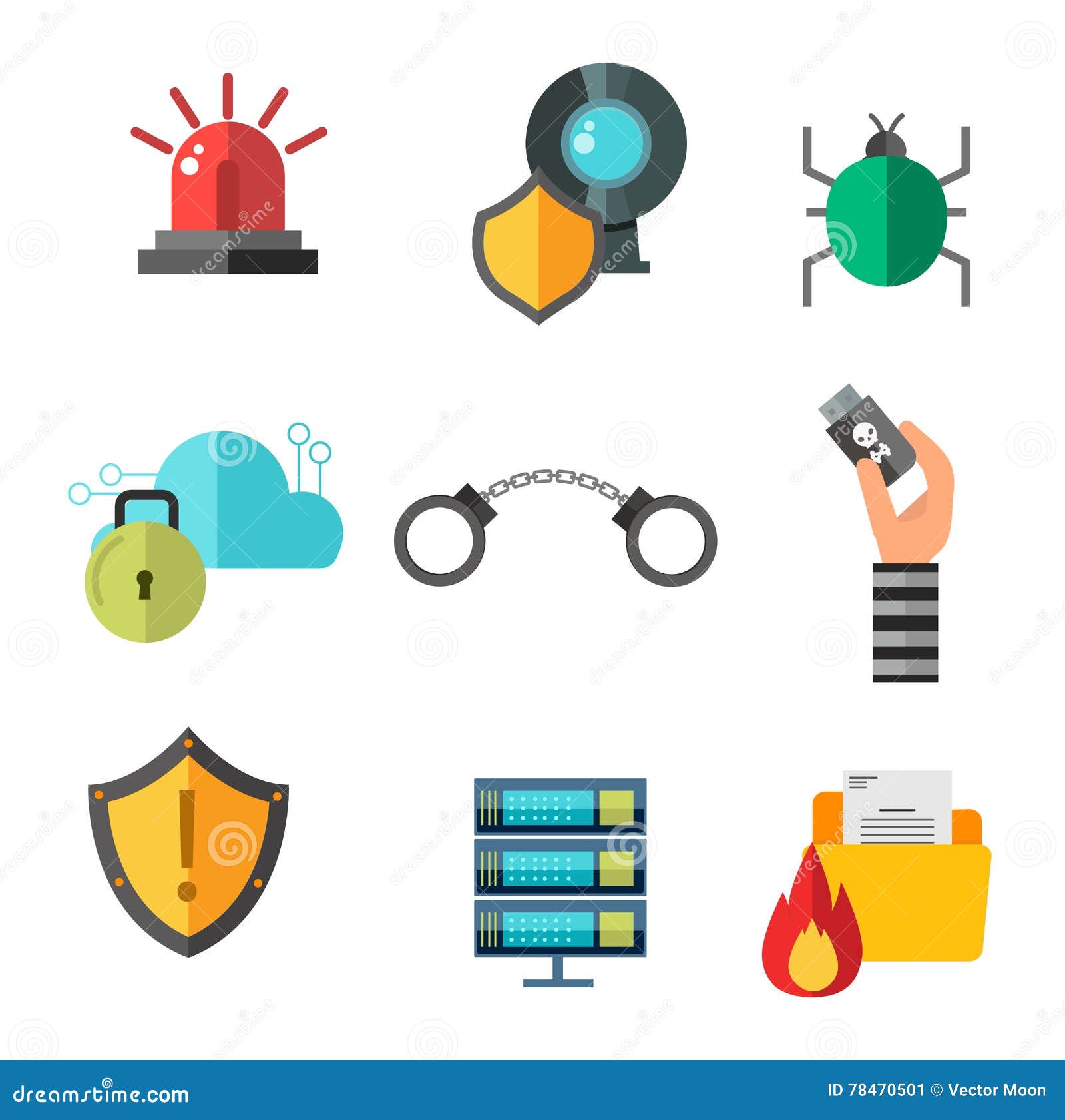 Internet Safety Icons Isolated Stock Vector - Illustration of protect ...