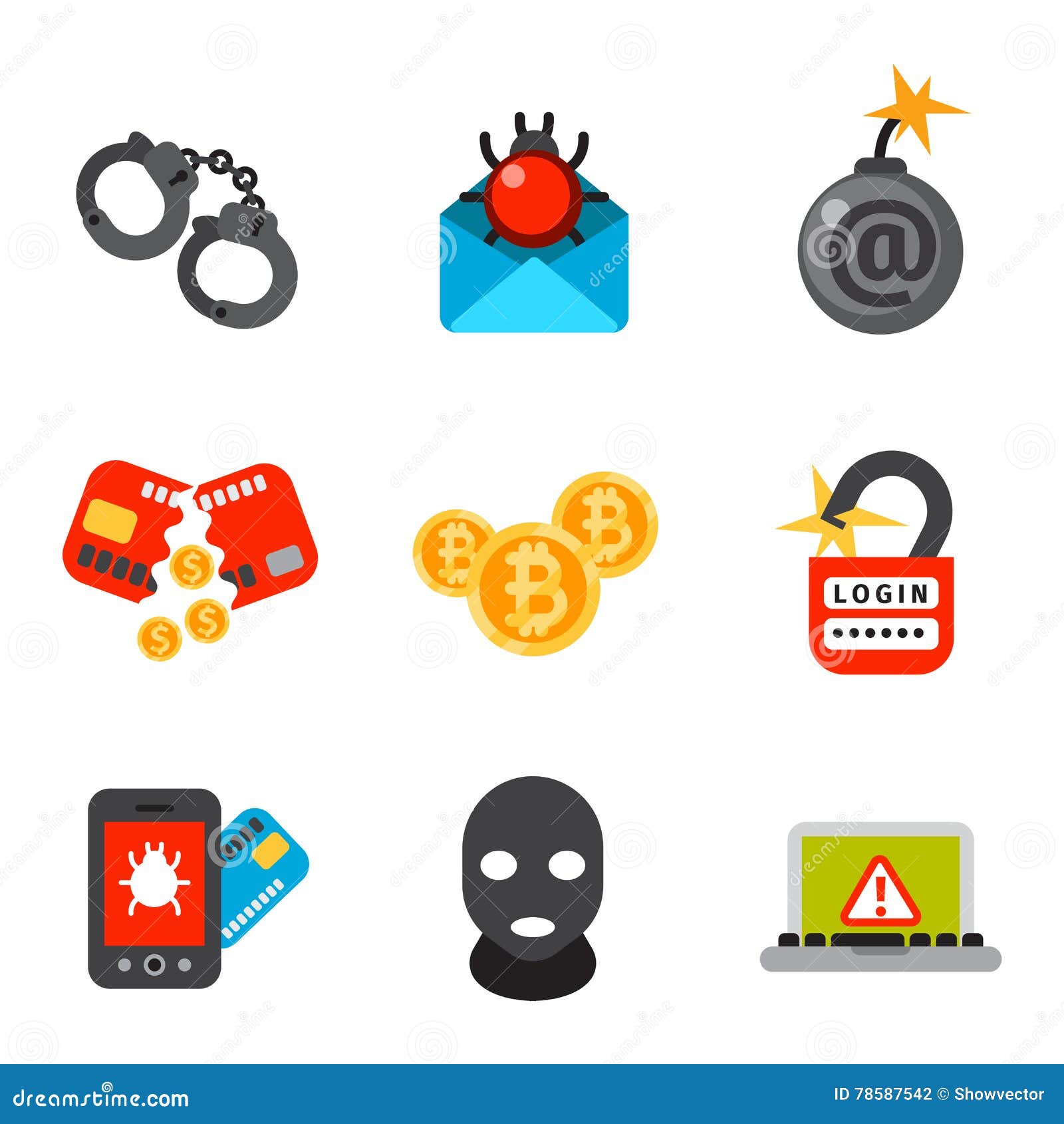 Internet Safety Icons Isolated Stock Vector - Illustration of access ...