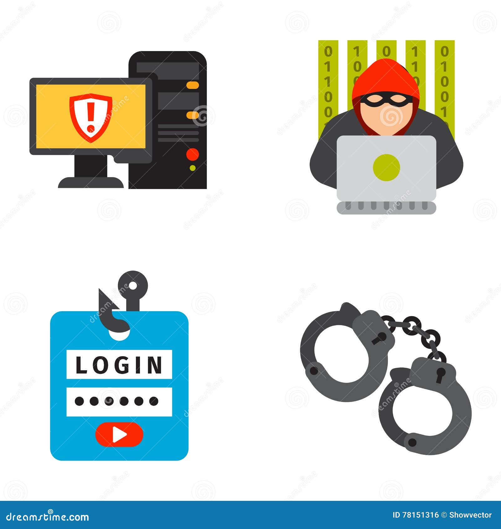 Internet safety icons stock vector. Illustration of lock - 78151316