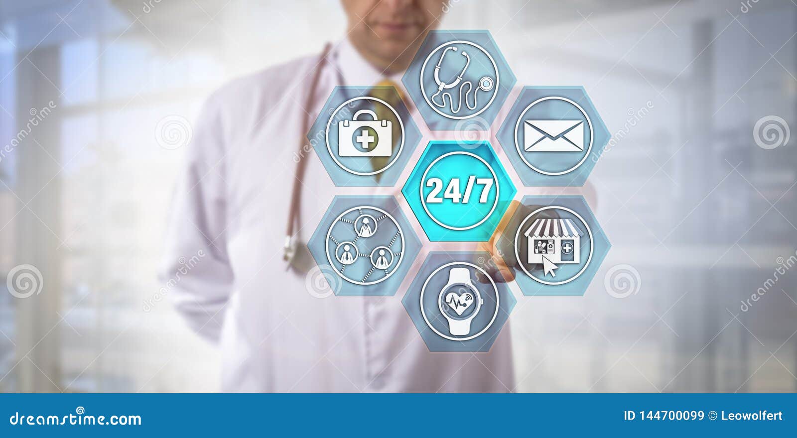 Internet-Savvy Physician Activating 24/7 Service Stock Image - Image of ...
