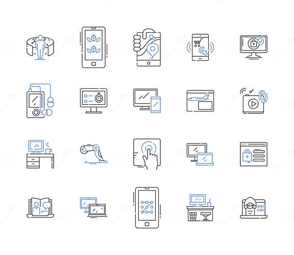 Internet and Science Outline Icons Collection. Internet, Science ...