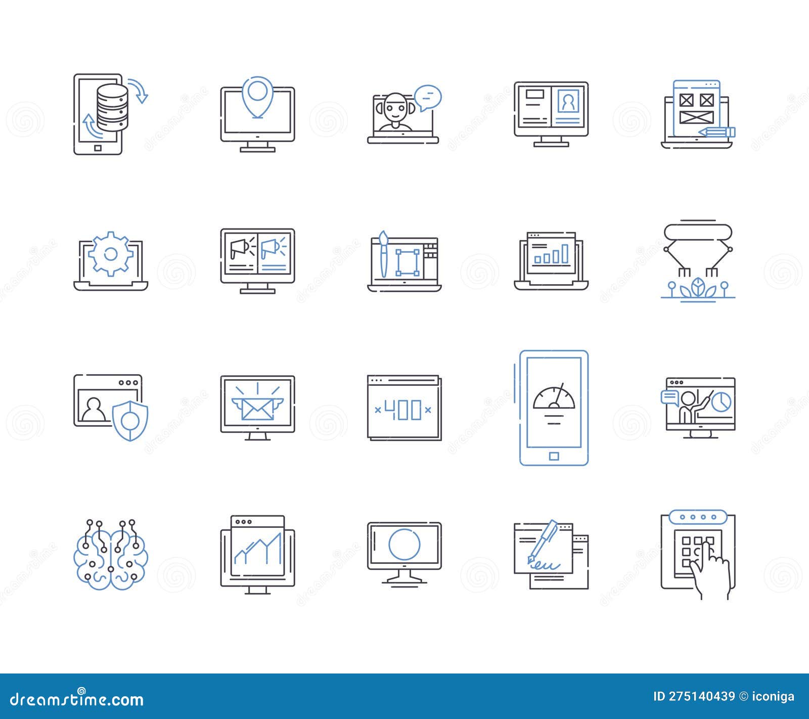 Internet and Science Outline Icons Collection. Internet, Science ...