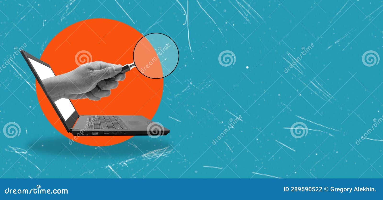 Internet Search, Computer Search, Hand Out of Computer with Magnifying ...