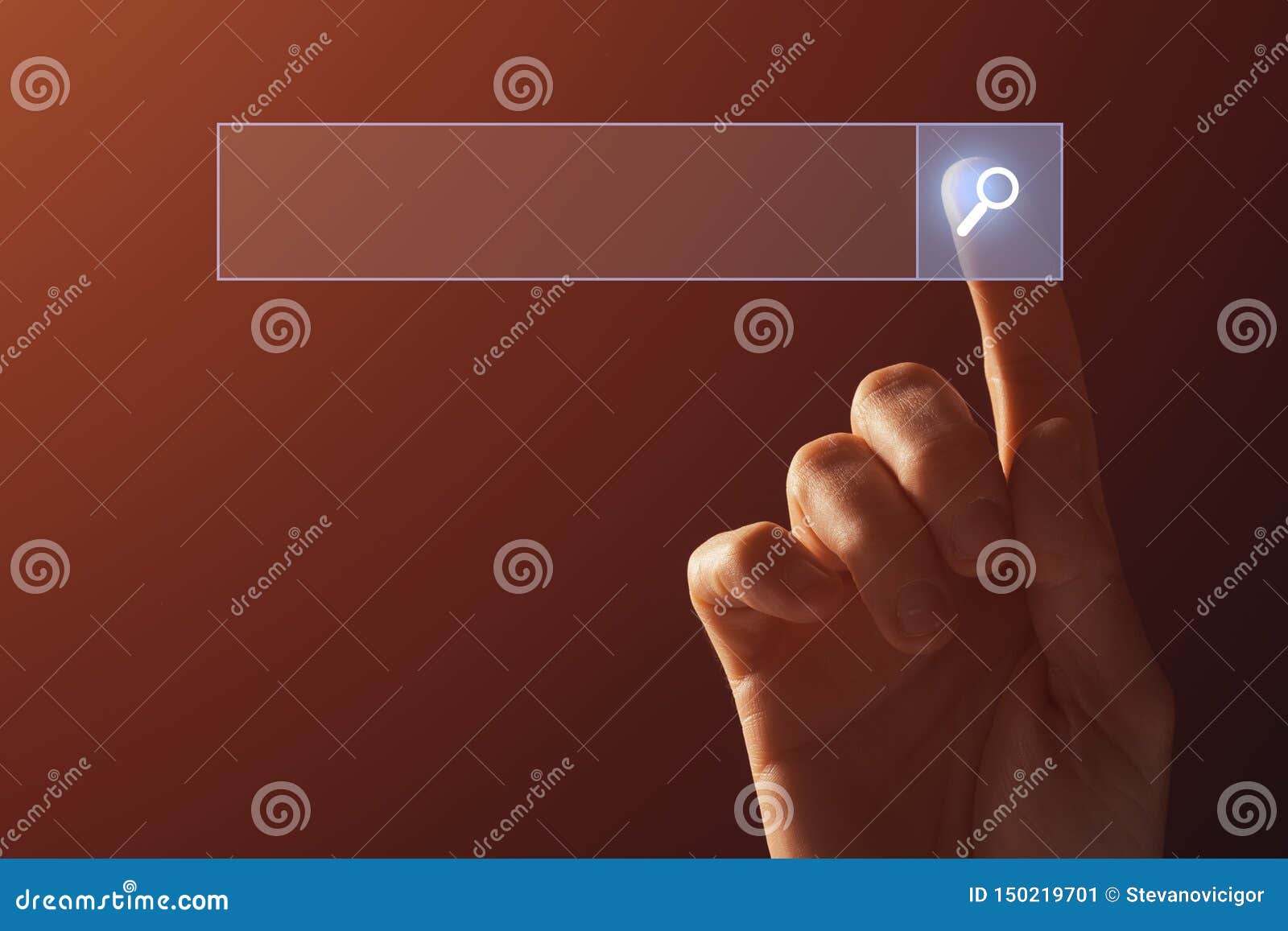 Internet Search Concept, Finger Clicking Virtual Screen Stock Image ...