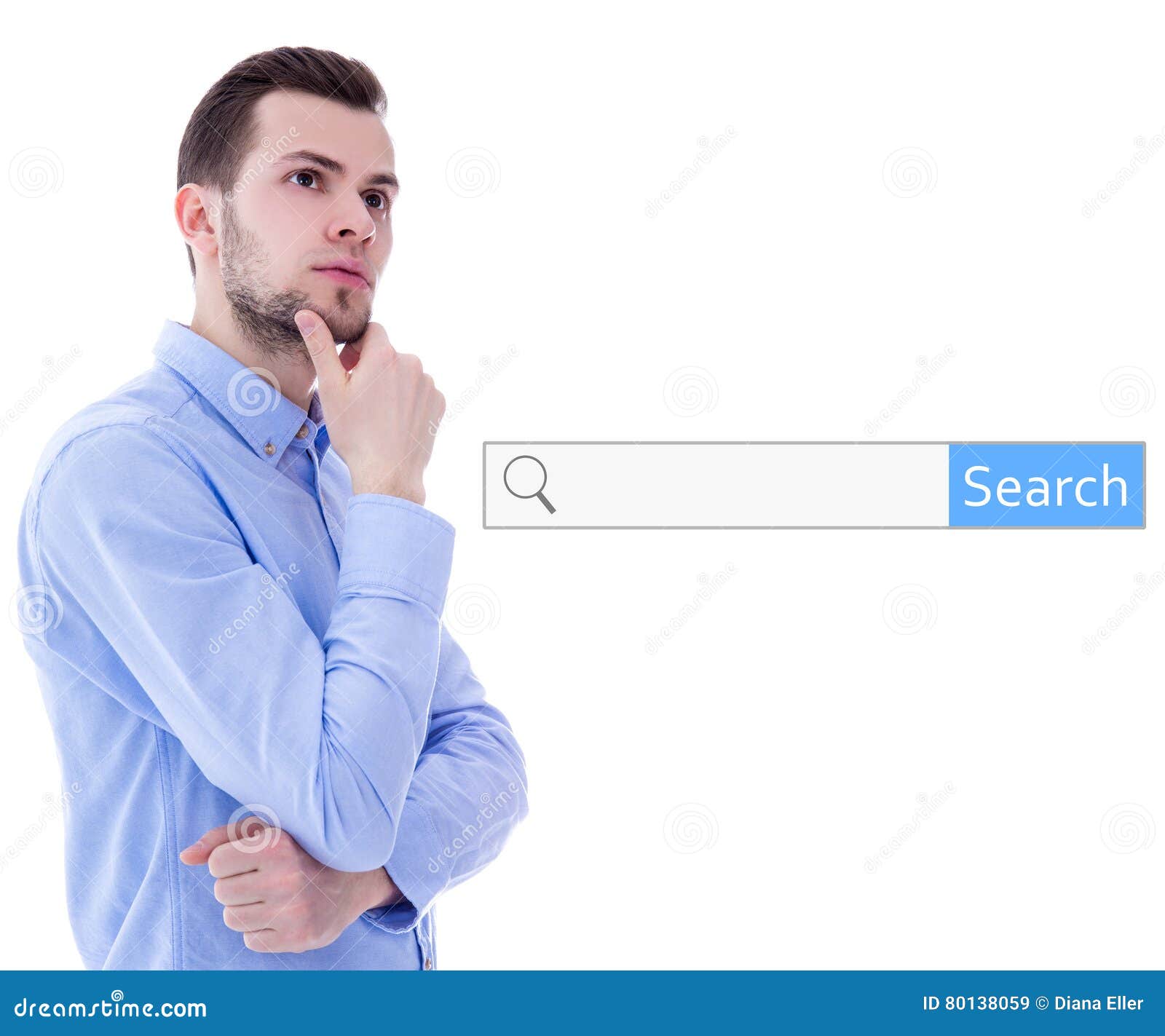 Internet Search Concept - Portrait of Young Man Thinking about S Stock ...