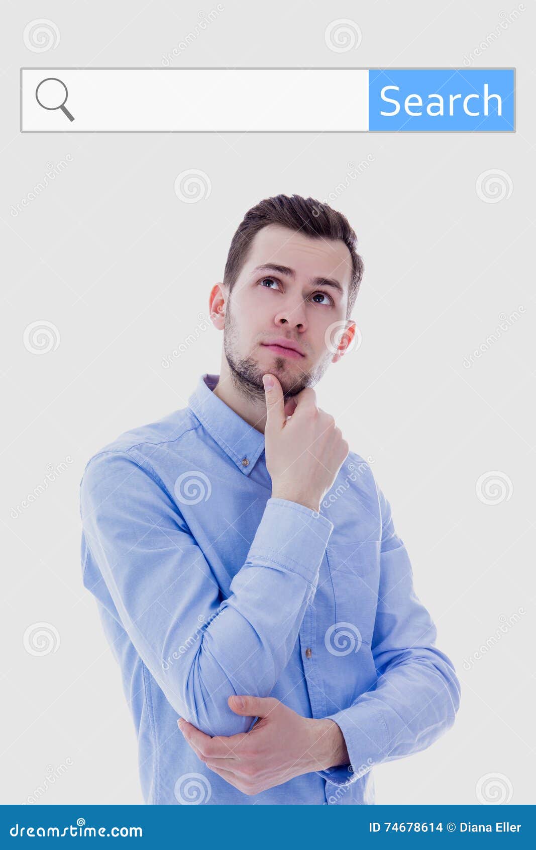 Internet Search Concept - Portrait of Young Man Thinking about S Stock ...