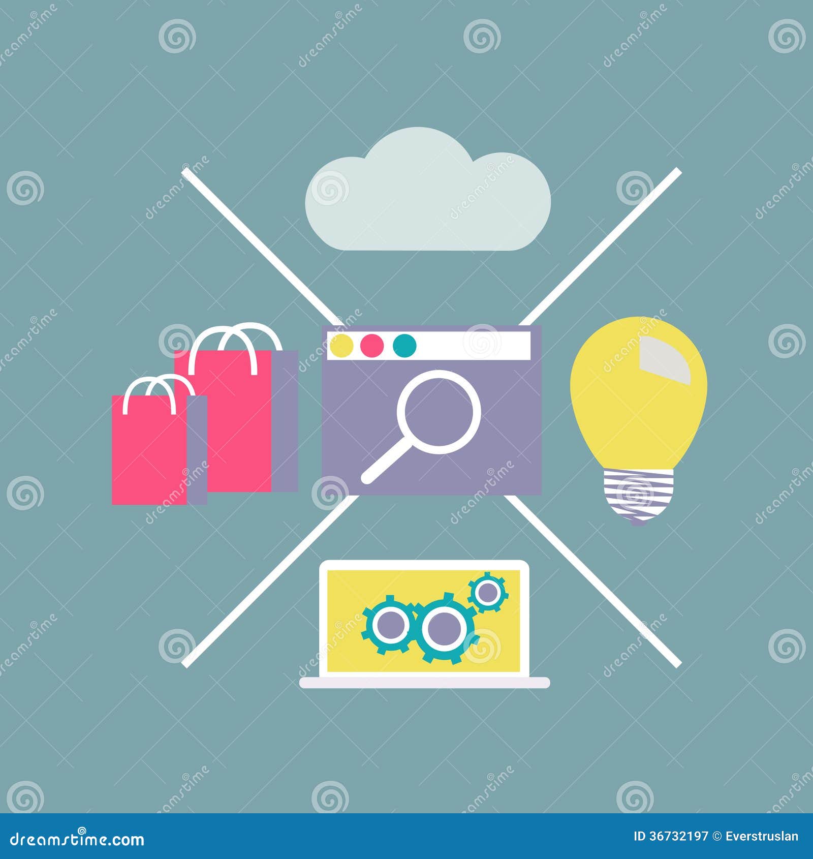 Internet Search Engine Concept Cloud Technology Fl Stock Vector ...