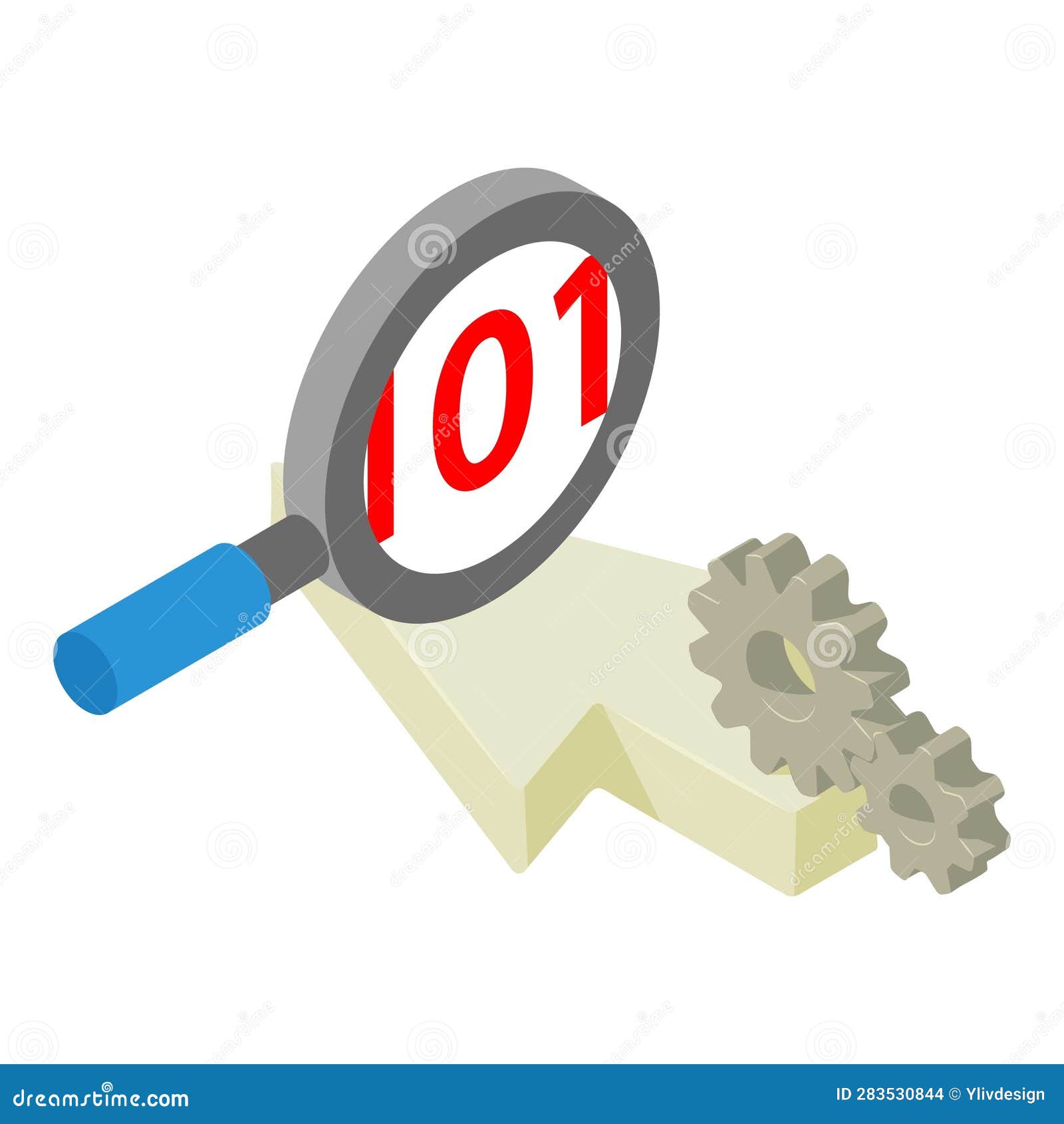Internet Search Icon Isometric Vector. Magnifying Glass Red Code Cursor ...