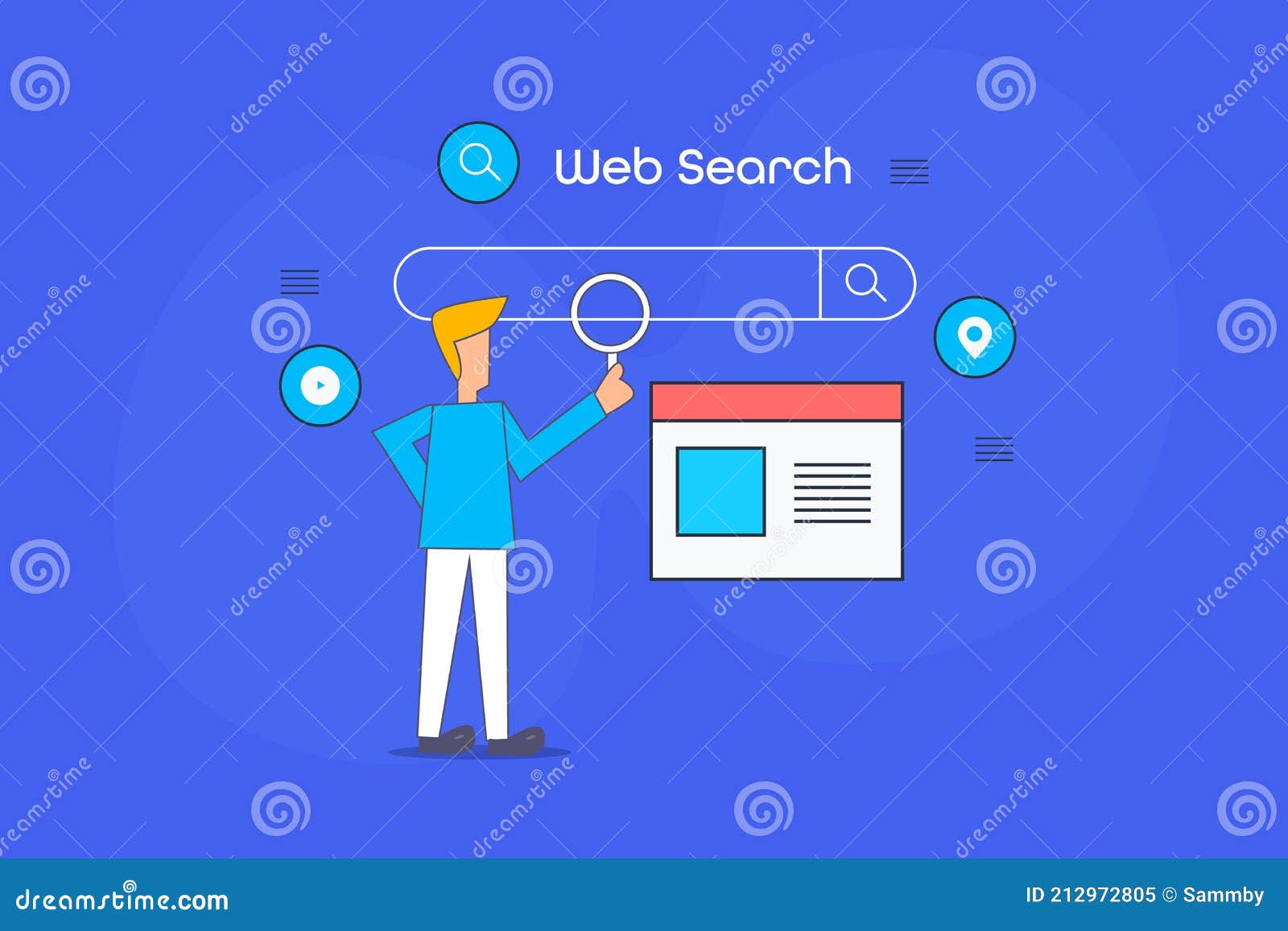 Internet Search, Web Browsing, People Doing Web Search Cartoon Concept ...