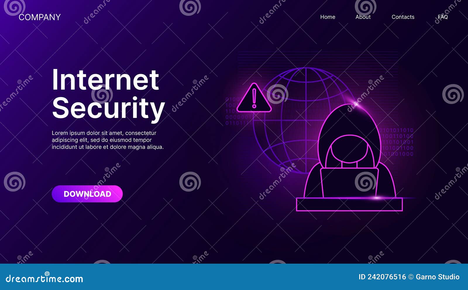 Internet Security Banner. Website Page Template for Antivirus or ...