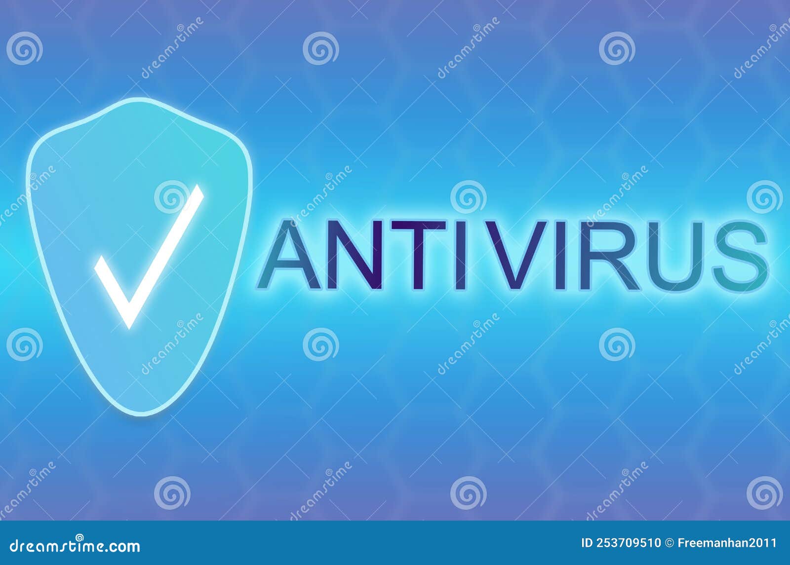 Internet Security. Bright Blue Background with Digital Shield ...