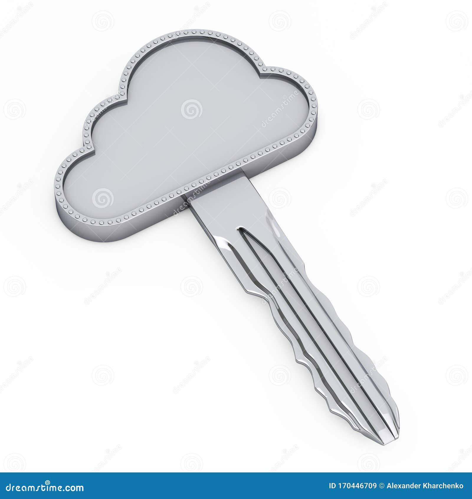 Internet Security Concept. Cloud Key. 3d Rendering Stock Illustration ...