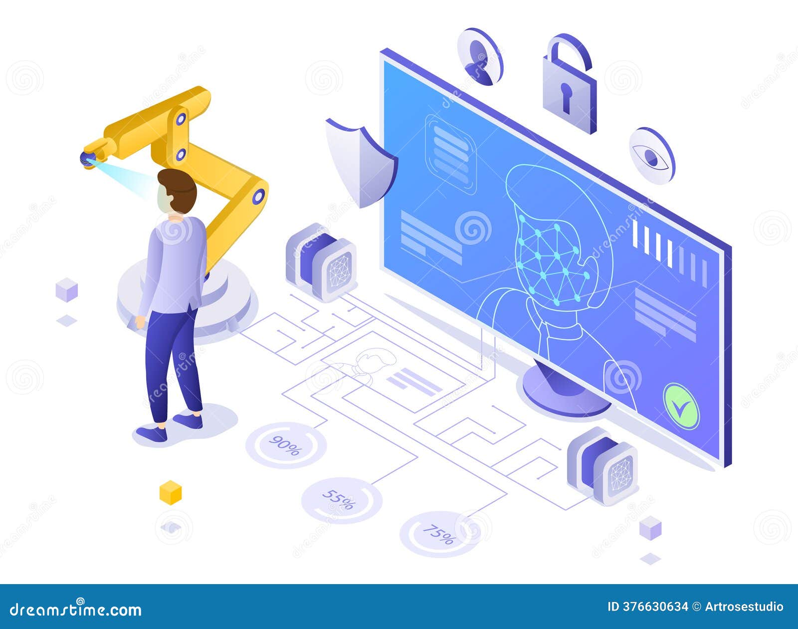 Concept Of Face Scanning. Concept Of Face Detection By Scanning ...