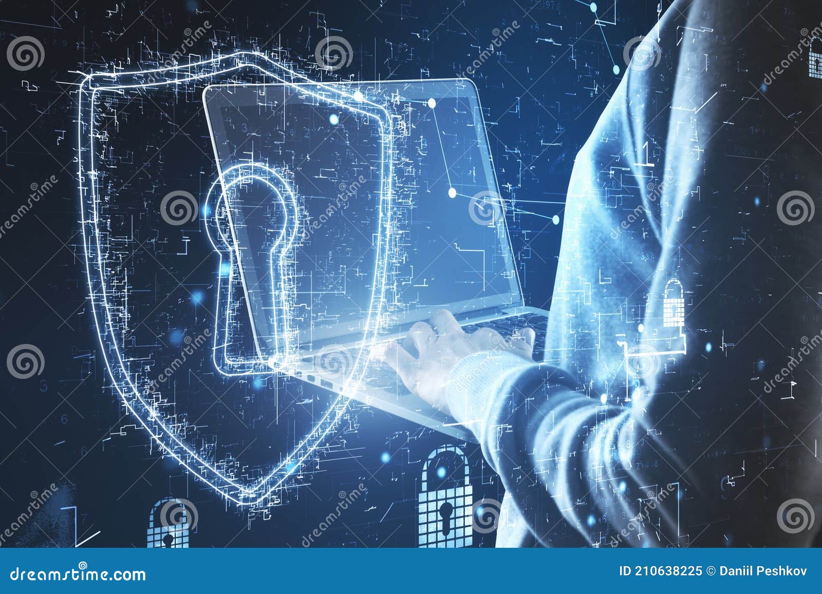 Internet Security Concept with Hacker Back Typing on Laptop Keyboard ...