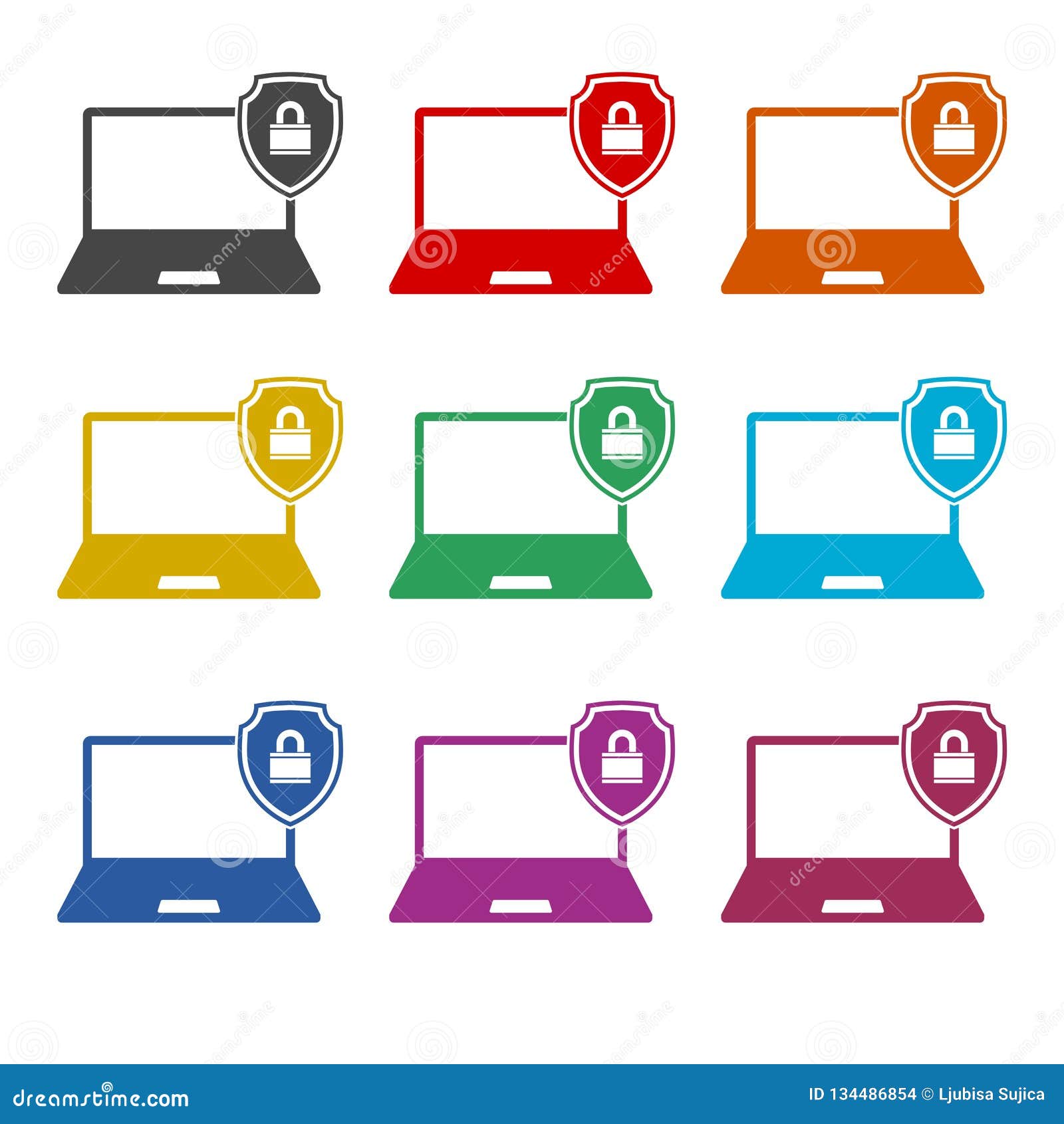 Internet Security Concept Icon or Logo, Color Set Stock Vector ...