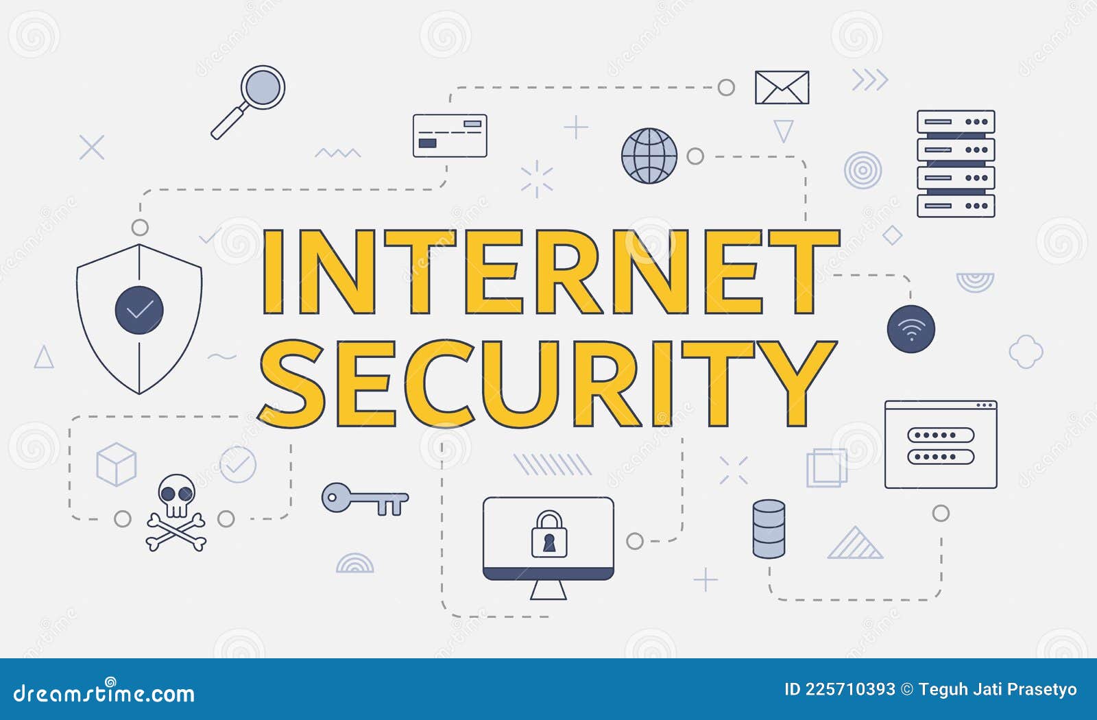 Internet Security Concept with Icon Set with Big Word or Text on Center ...