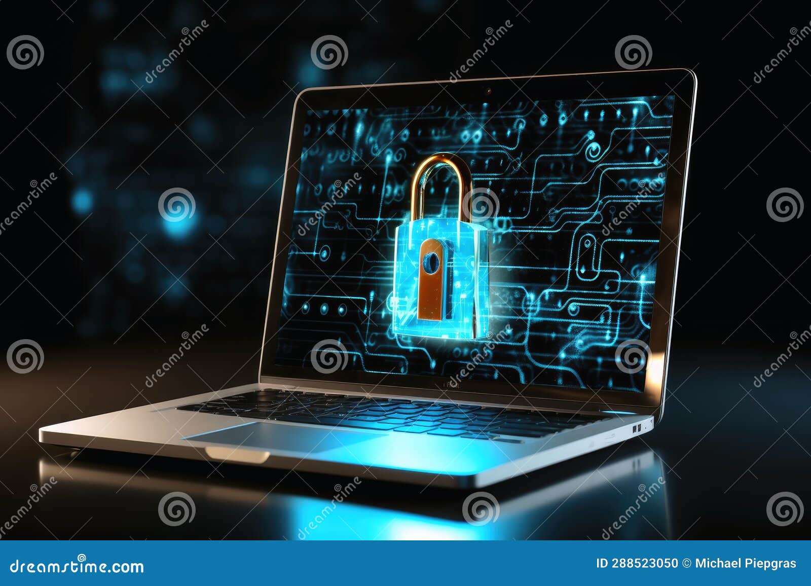 Internet Security Concept with a Laptop and a Lock Stock Photo - Image ...