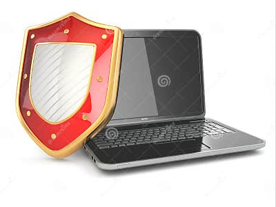 Internet Security Concept. Laptop and Shield Stock Image - Image of ...