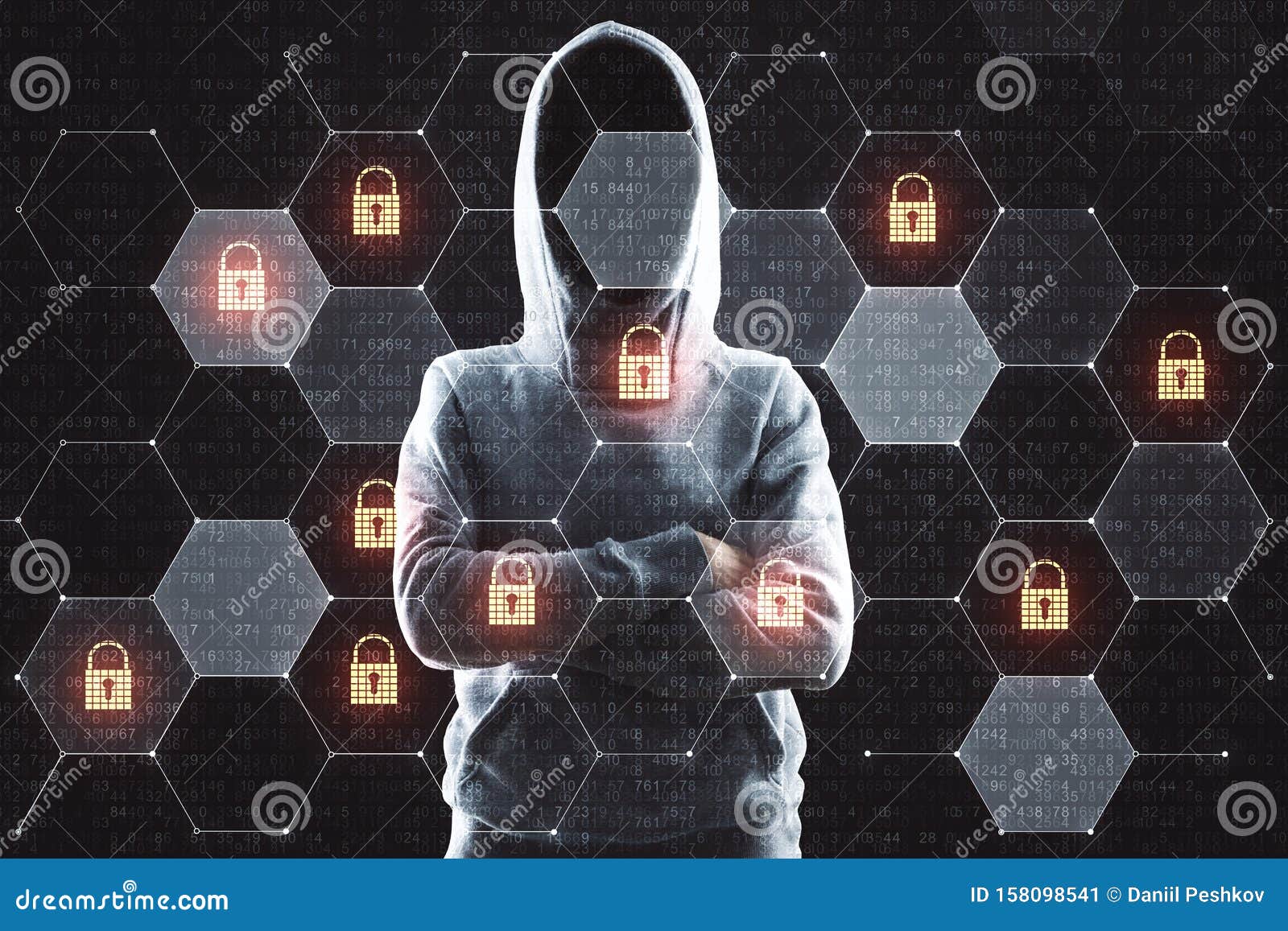 Internet Security Concept with No Face Hacker Stock Image - Image of ...