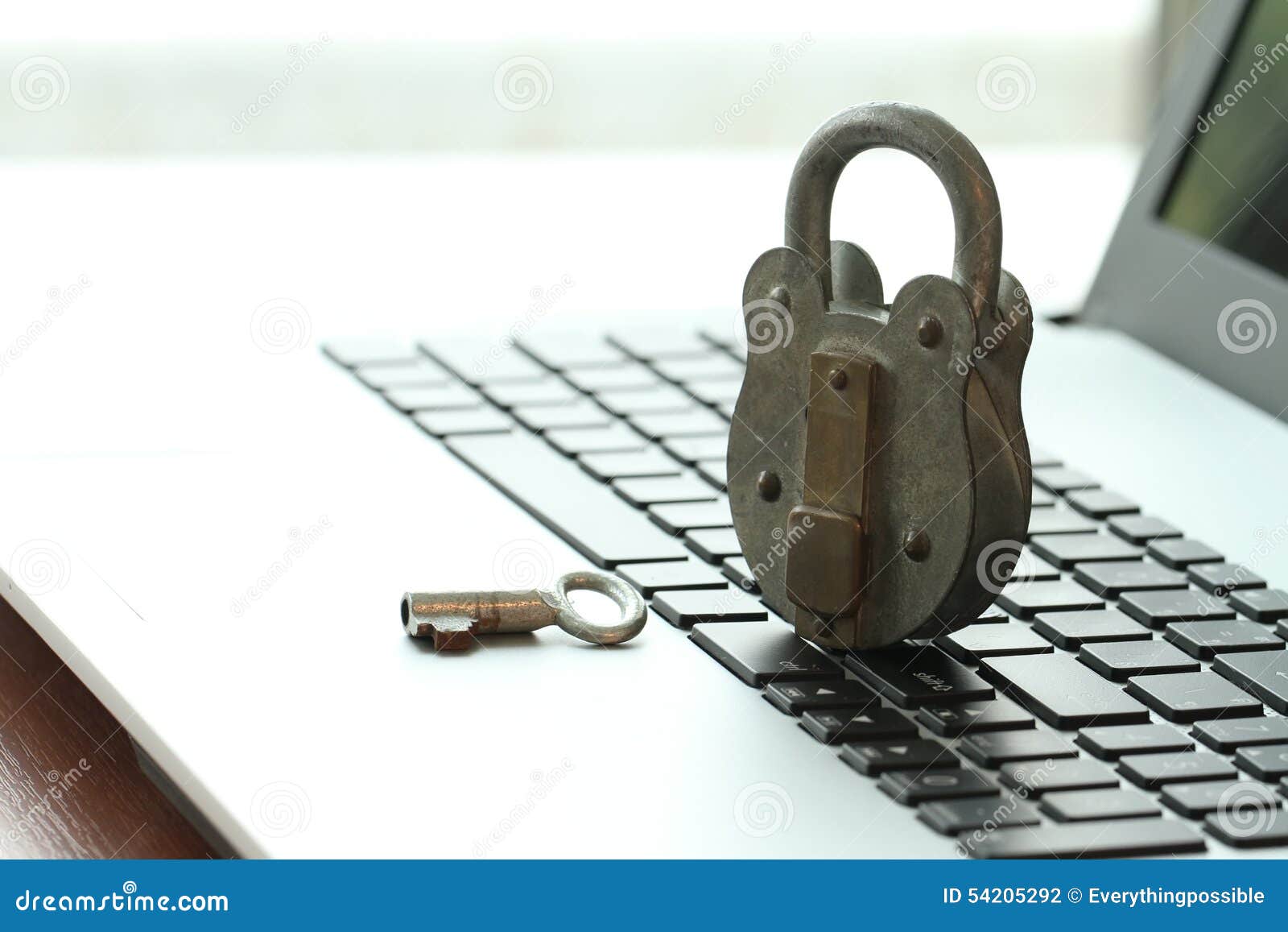 Internet Security Concept-old Padlock and Key Stock Photo - Image of ...