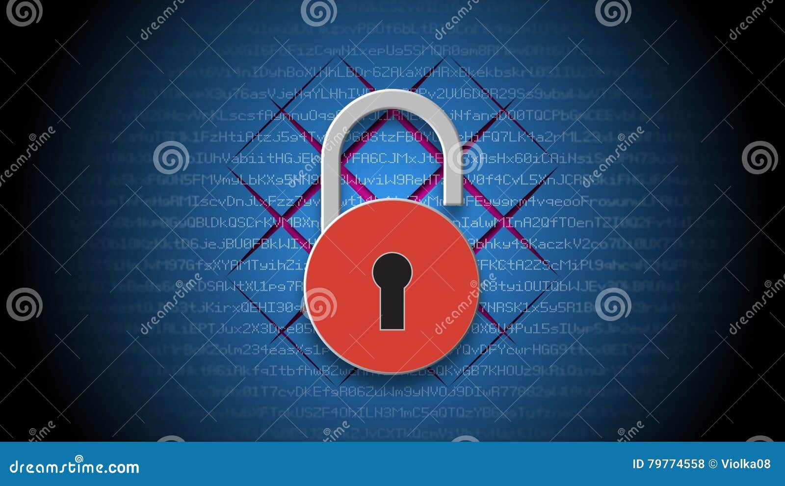 Internet Security Concept, Open Red Padlock on Digital Data Background ...
