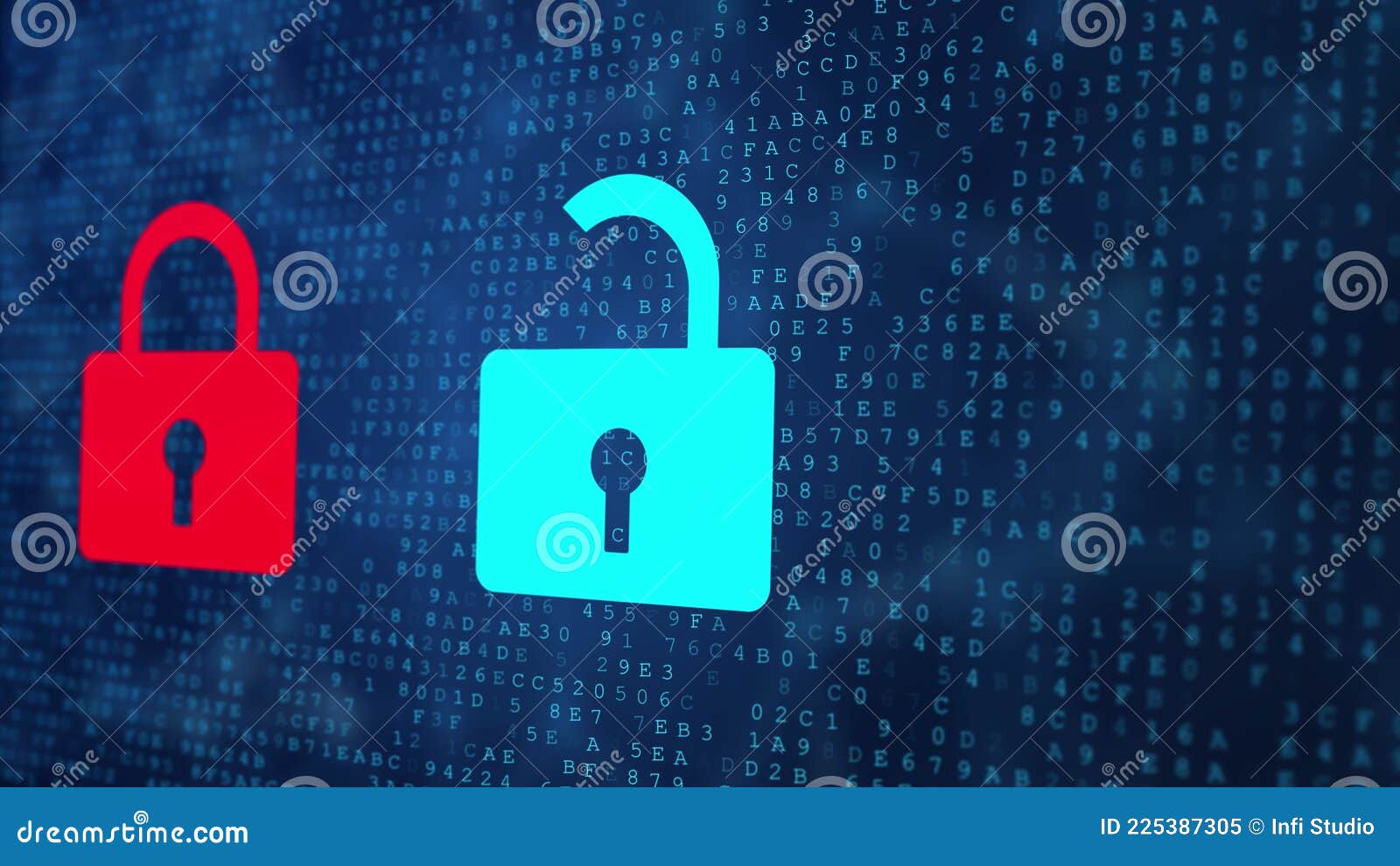 Internet Security Concept Open Red Padlock Virus or Unsecured Threat of ...