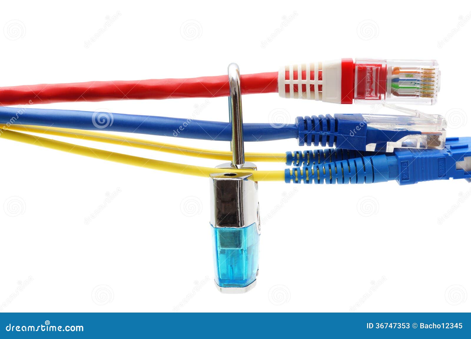 Internet Security Concept with Padlock and Network Cables Stock Image ...