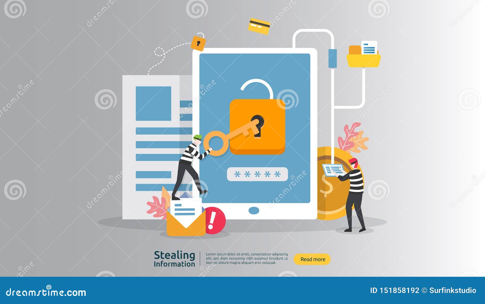 Phishing Attack Vector Illustration, Cartoon Flat Hacker Cyber Criminal ...