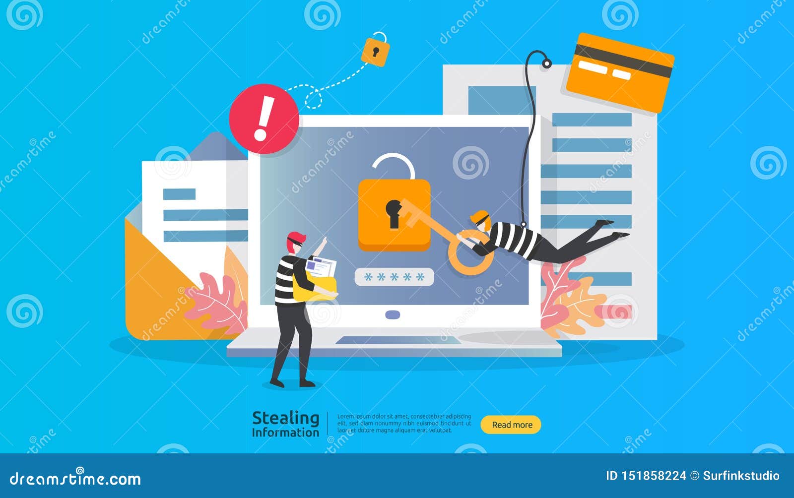 Internet Security Concept with People Character. Password Phishing ...