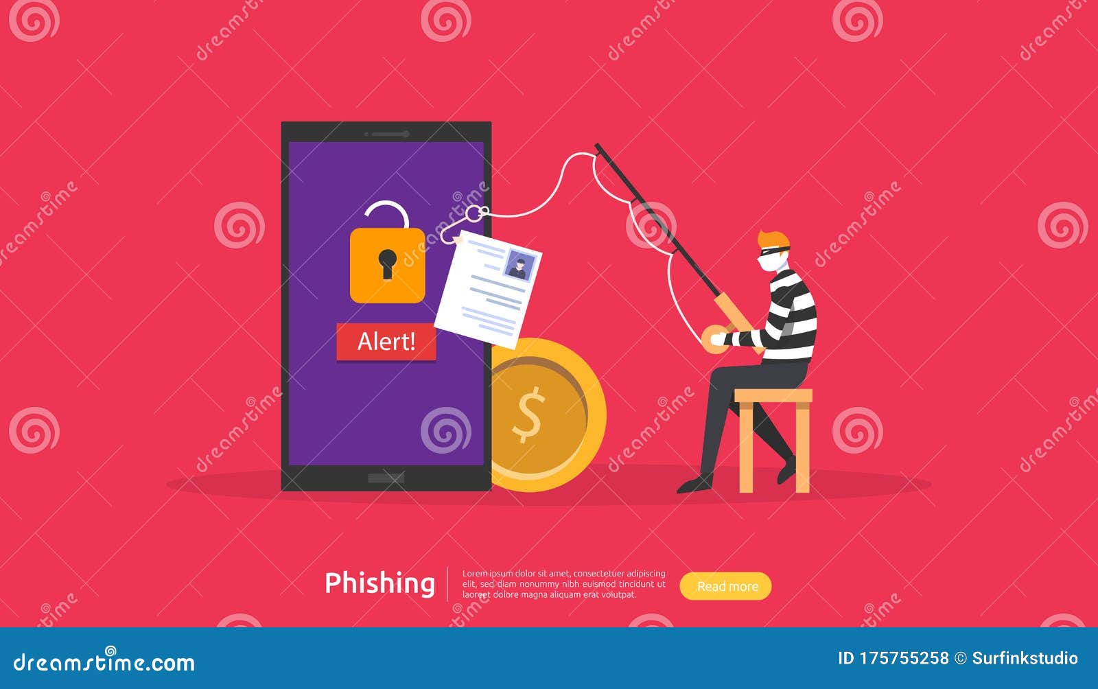 Phishing Attack Vector Illustration, Cartoon Flat Hacker Cyber Criminal ...