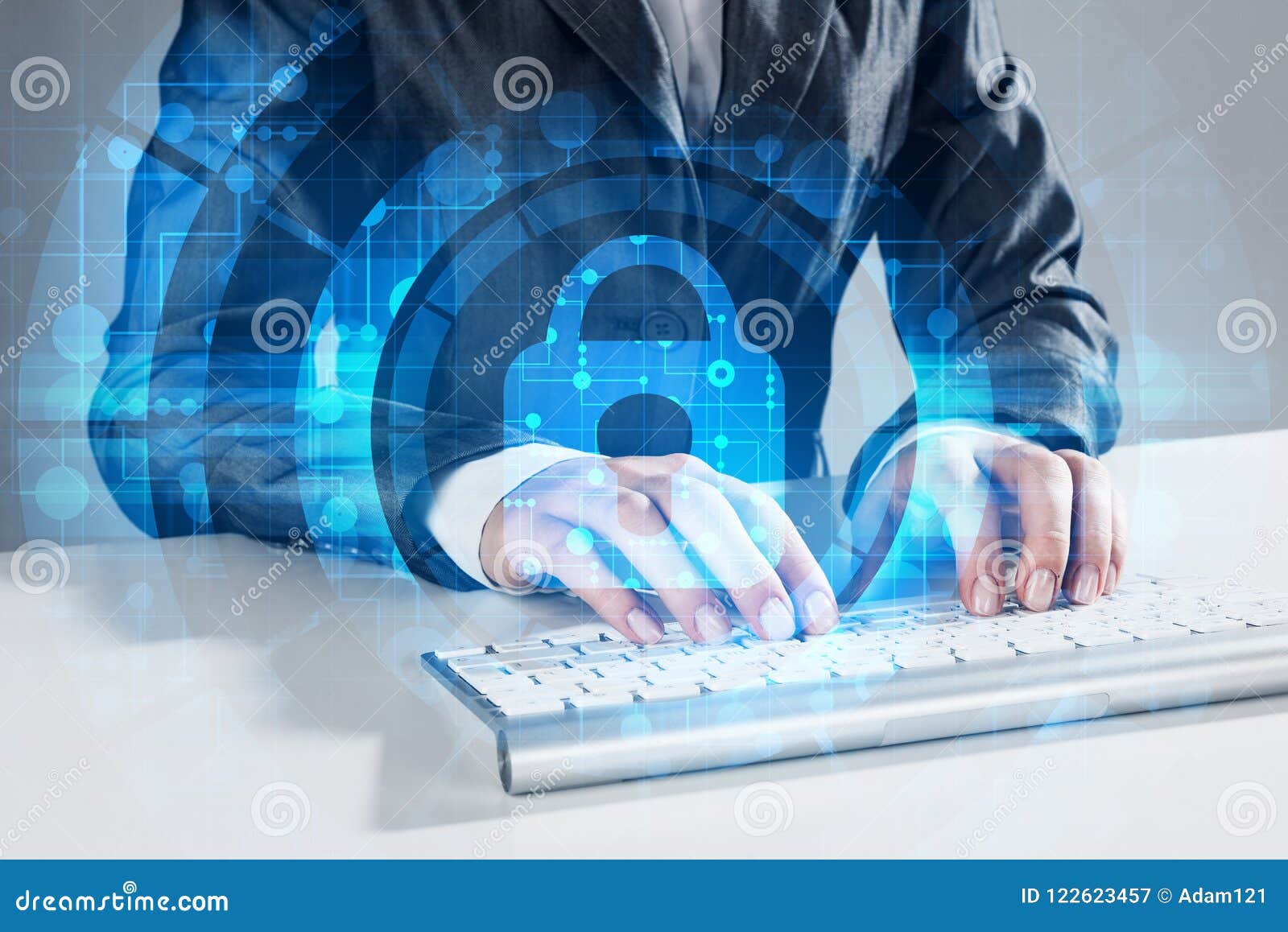 Internet Security Concept with Woman Typing Password on Keyboard Stock ...