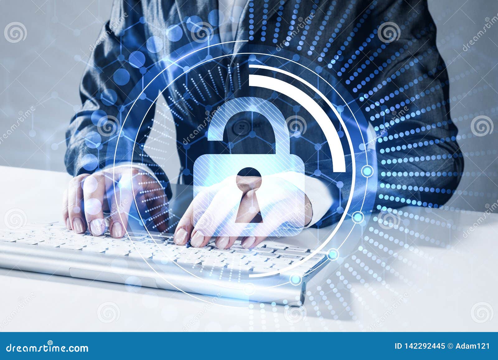 Internet Security Concept with Woman Typing Password on Keyboard Stock ...