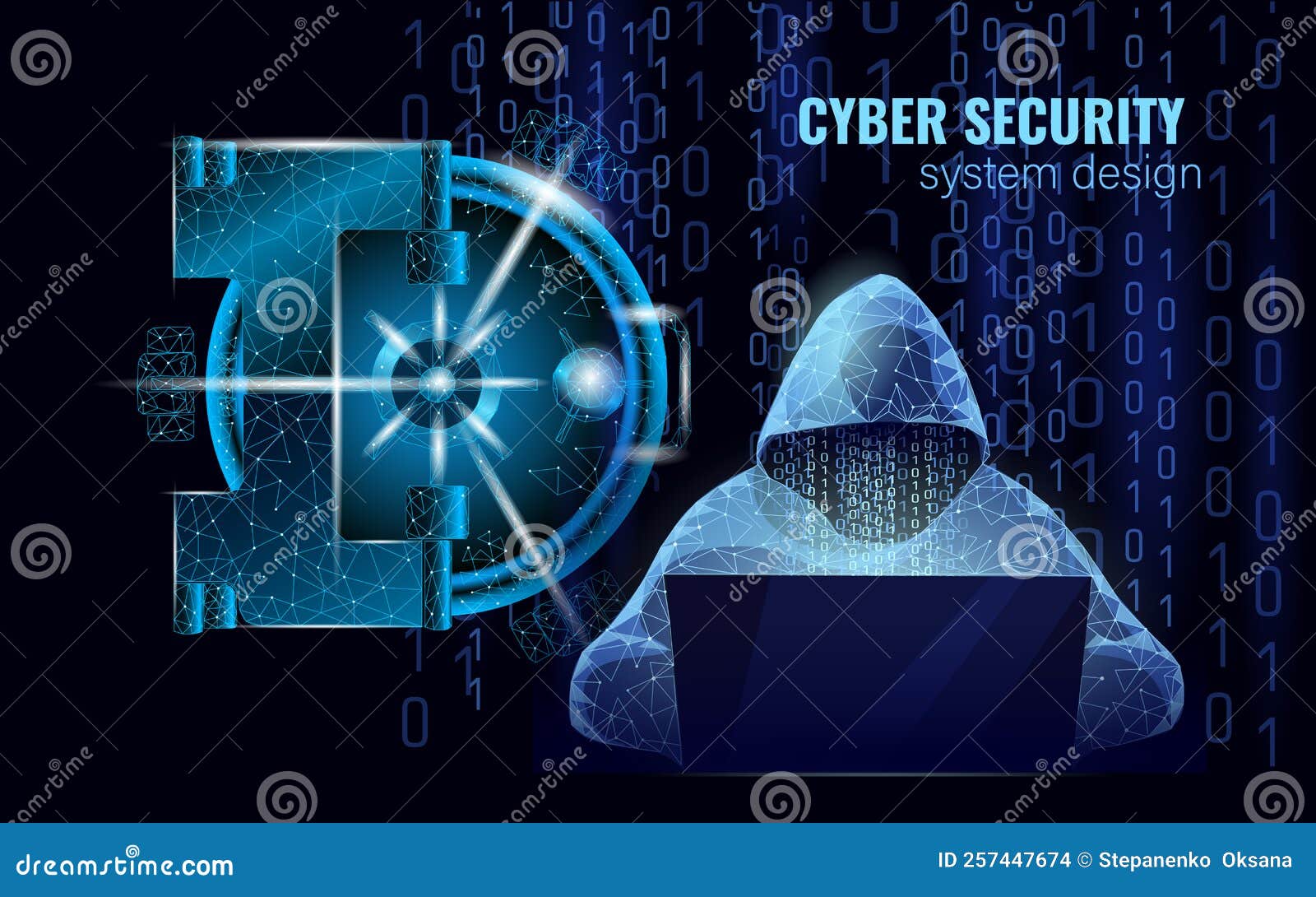 Internet Security Cyber Attack Business Concept Low Poly. Anonymous ...