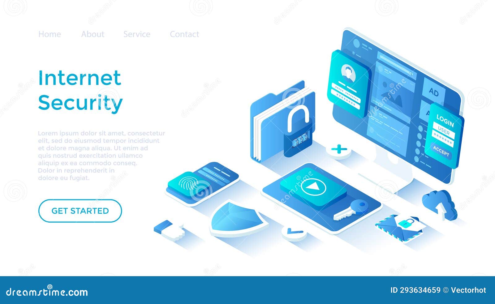 Internet Security, Cybersecurity, Protection of Personal Data. Password ...