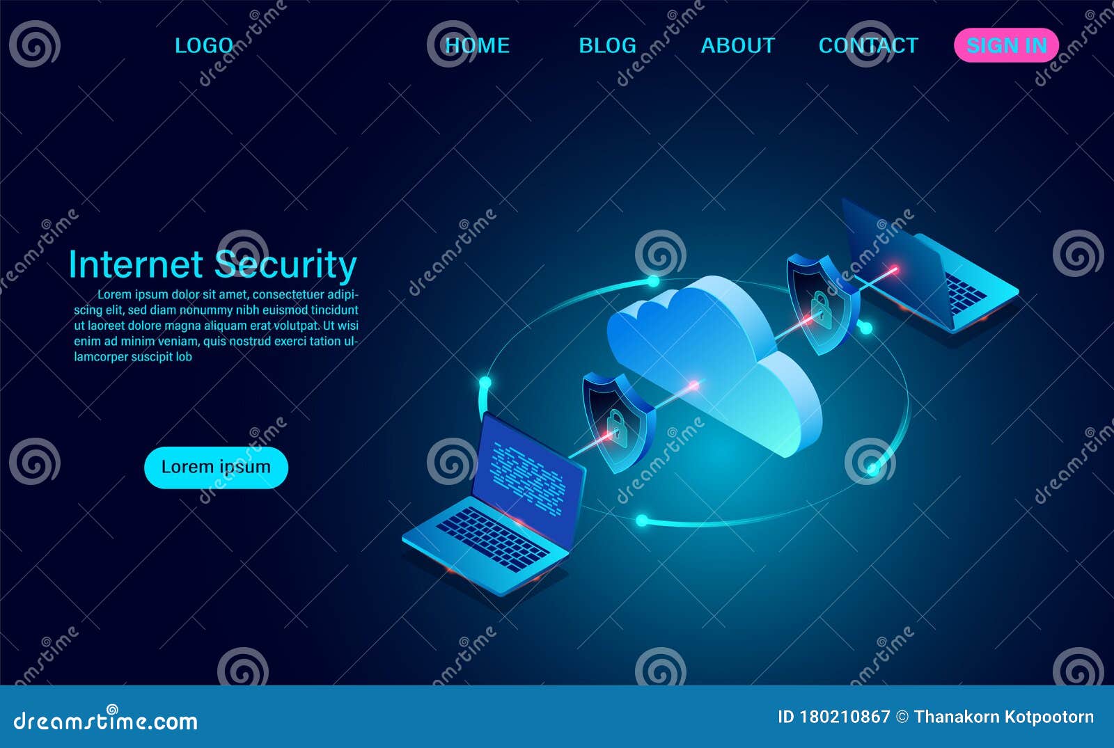 Internet Security with Data Transfer Information Stock Vector ...