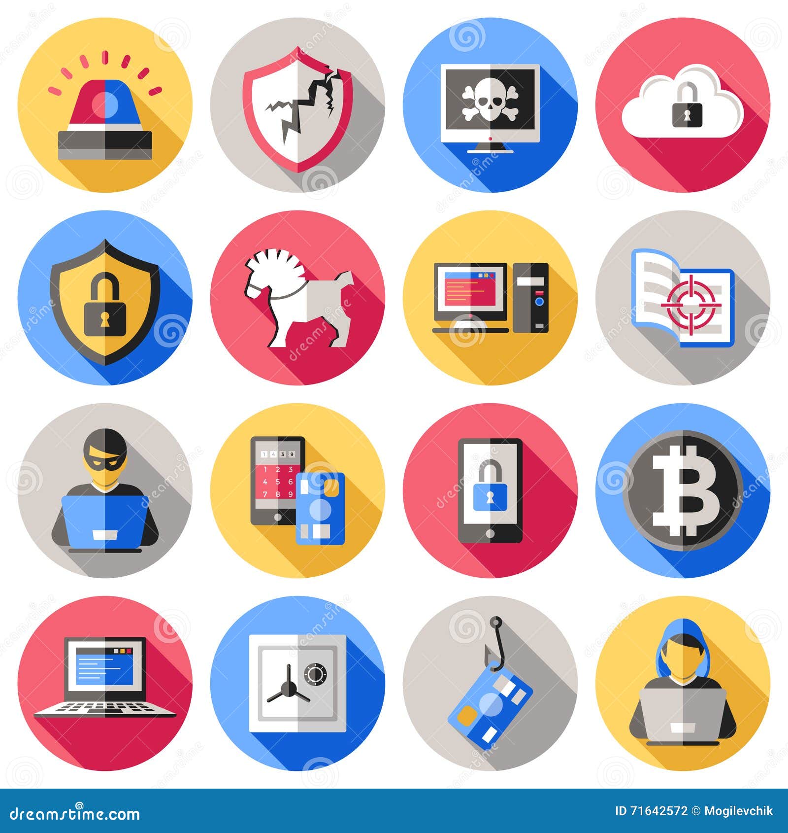 Internet Security Flat Icons Set Stock Vector - Illustration of flat, safe: 71642572