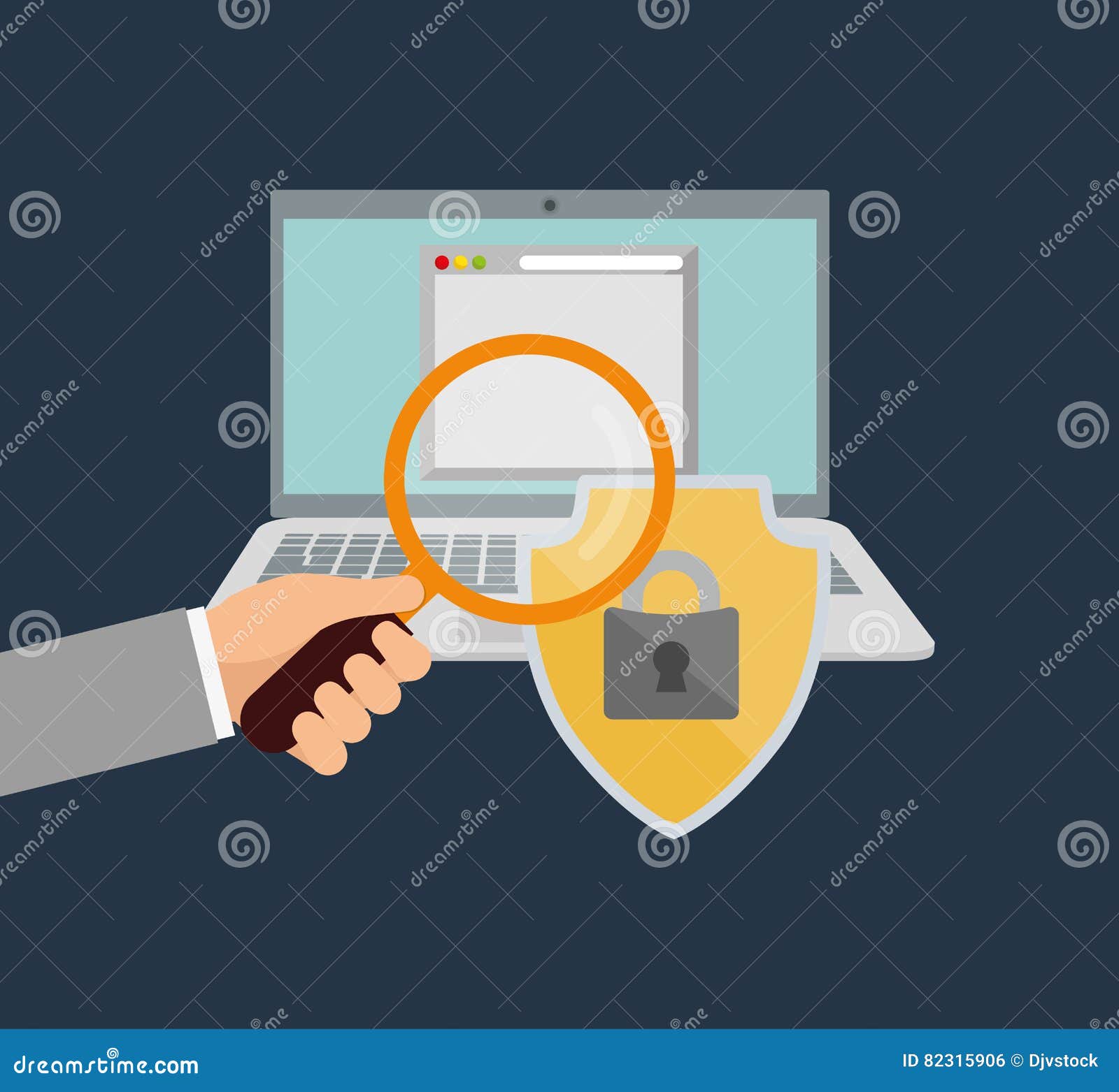 Internet Security Hand Search File Stock Illustration - Illustration of ...
