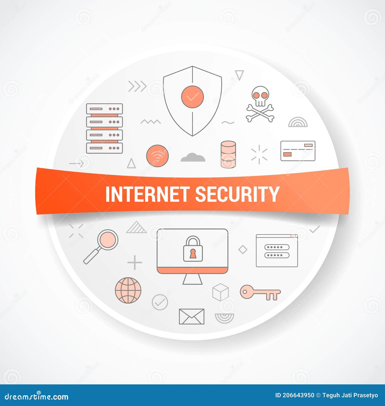 Internet Security with Icon Concept with Round or Circle Shape Stock ...