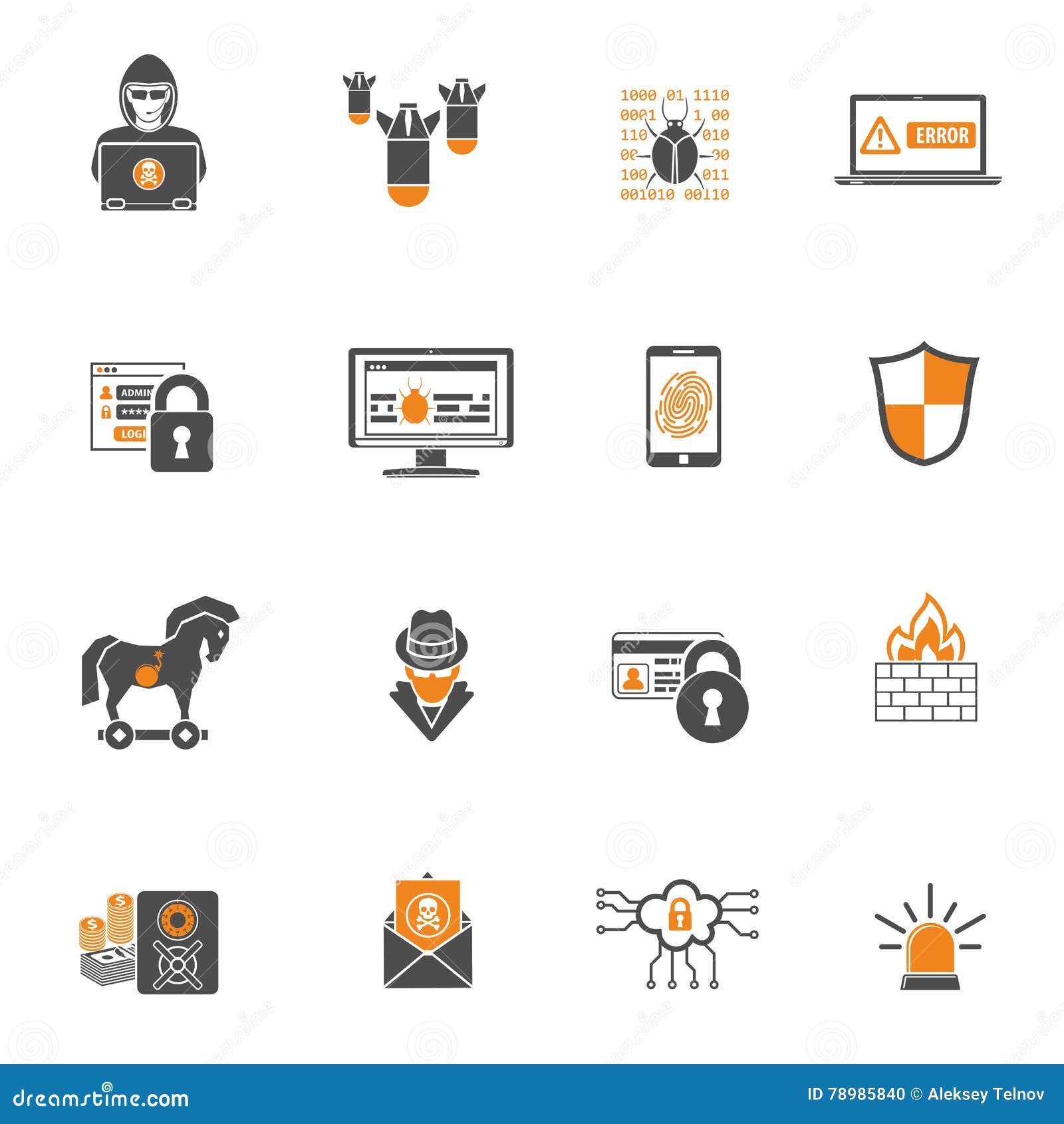 Internet Security Icon Set stock vector. Illustration of bomb - 78985840