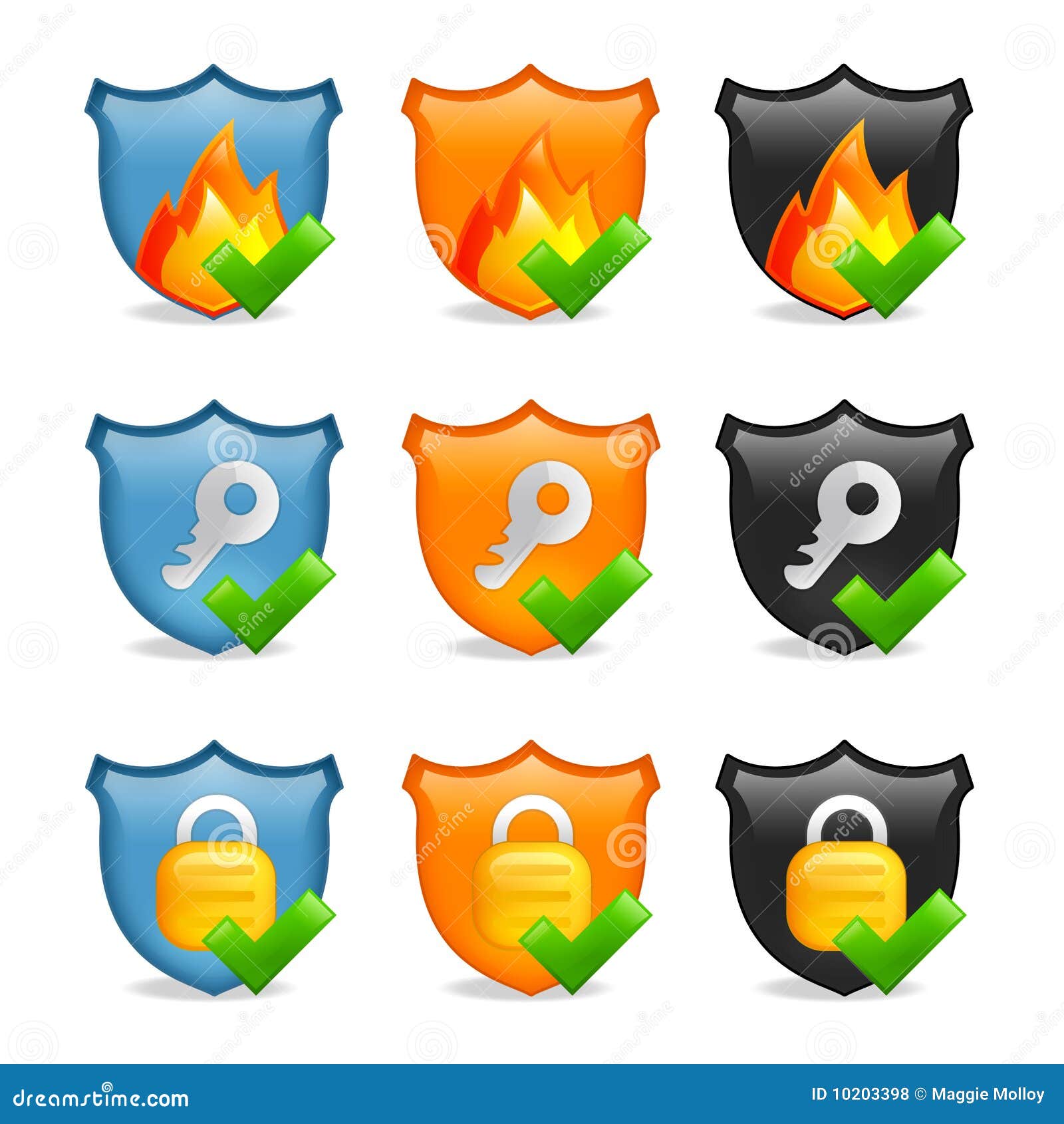 Internet Security Icon Shield Set Stock Illustration - Illustration of ...