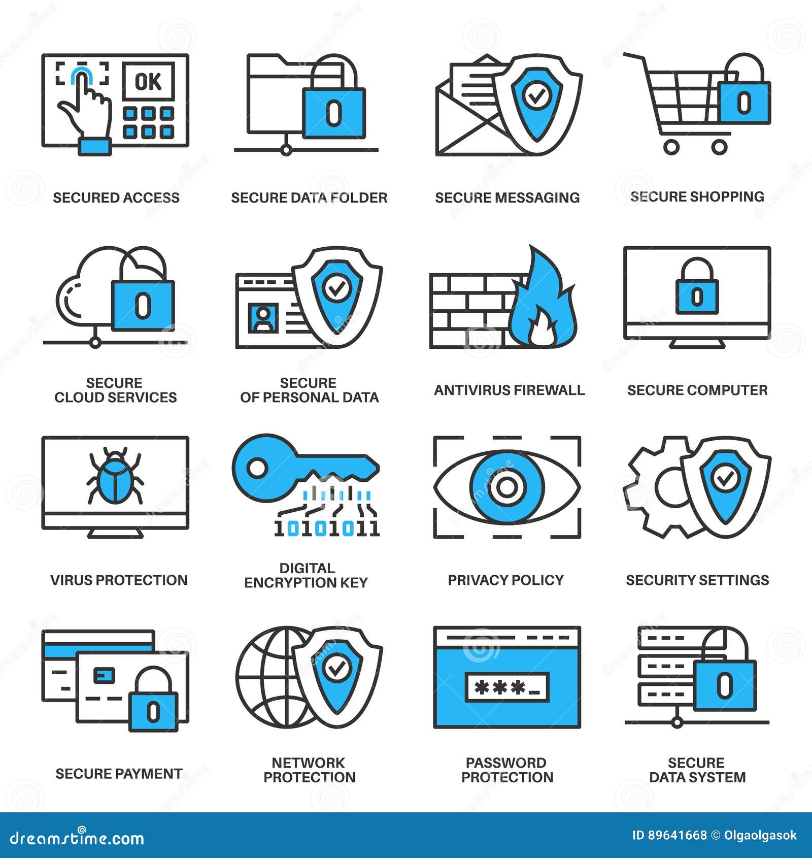 Internet Security Information Protection Icons Stock Vector ...