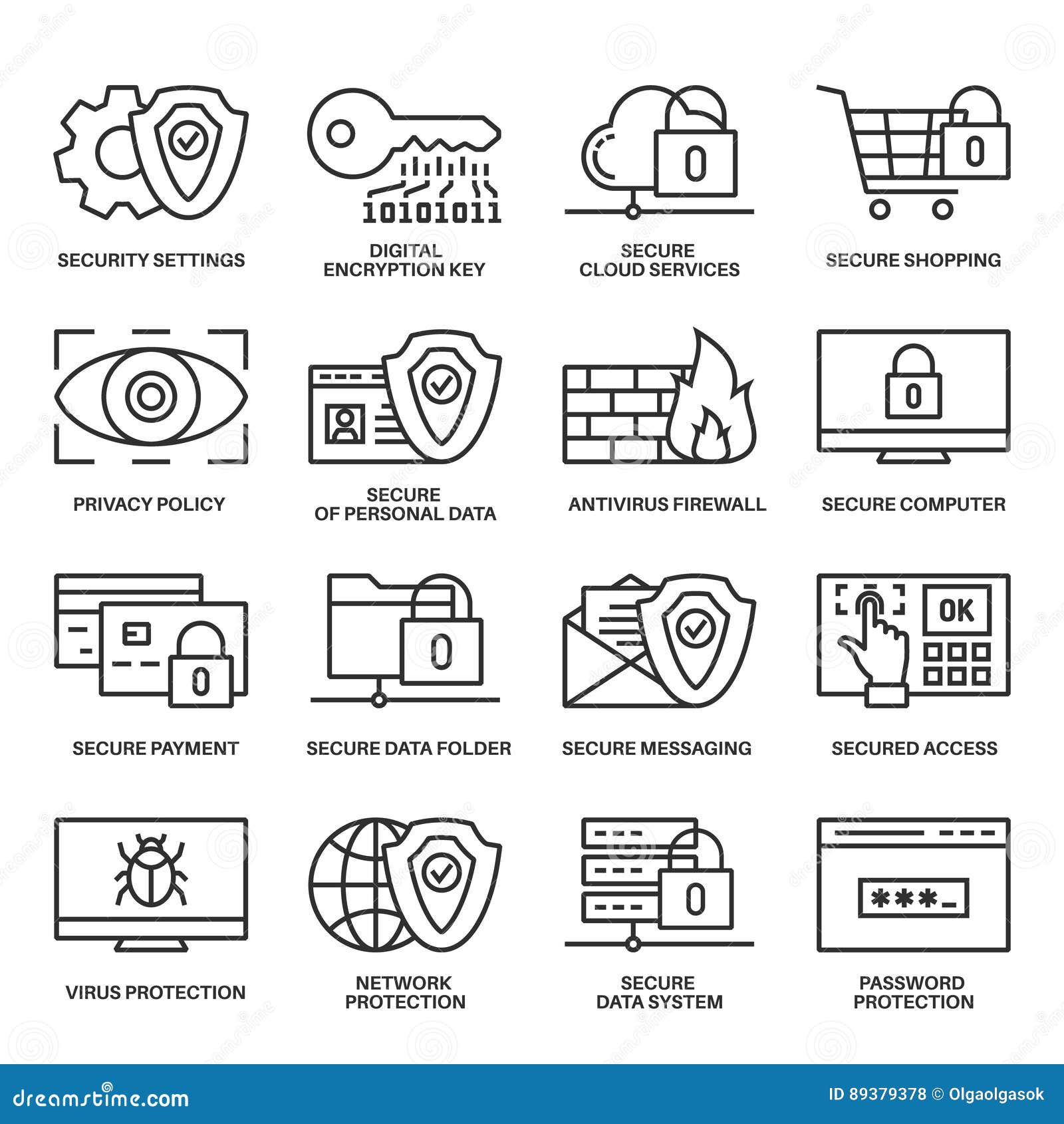 Internet Security Information Protection Icons Stock Vector ...