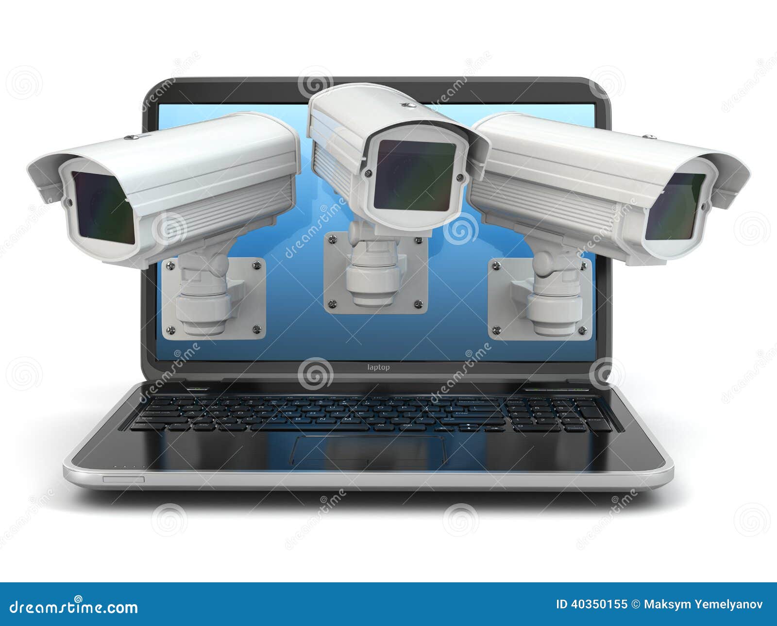 Internet Security. Laptop and CCTV Stock Illustration - Illustration of ...