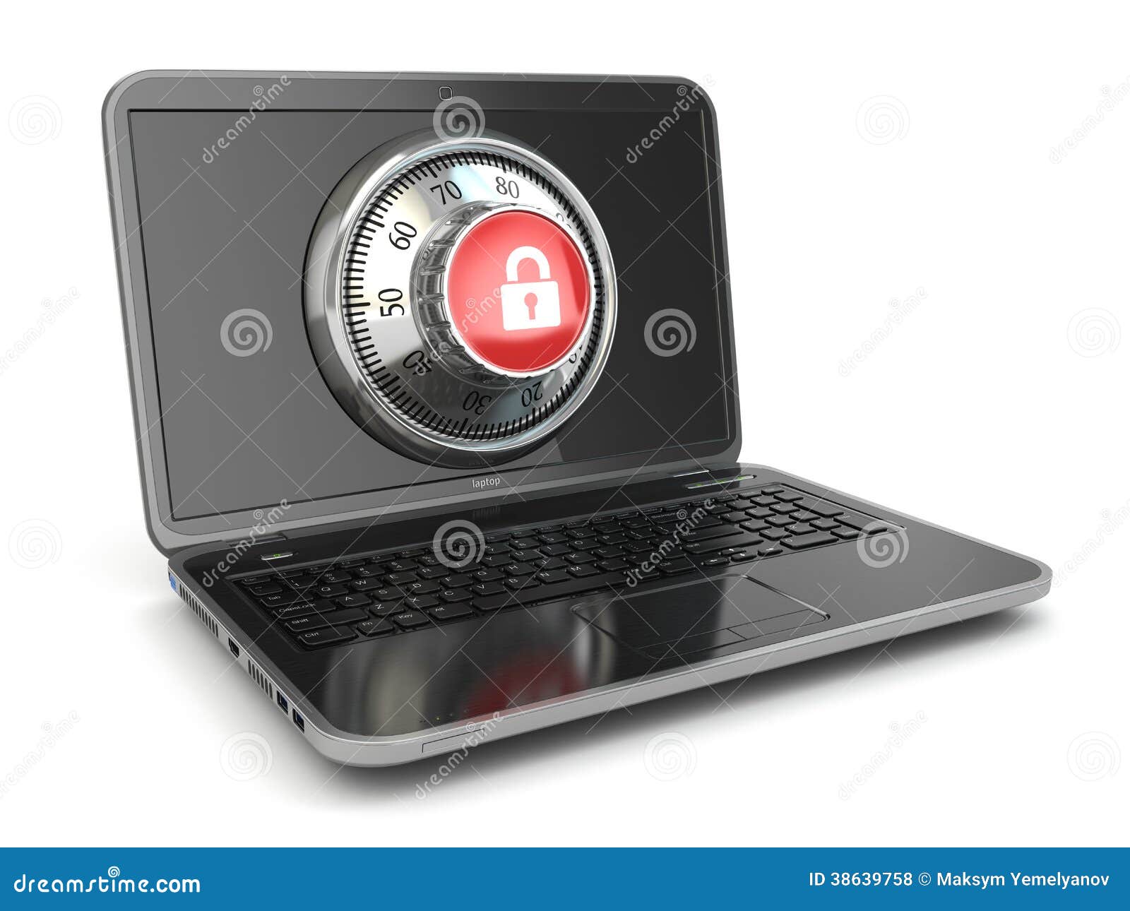 Internet Security. Laptop and Safe Lock Stock Illustration ...