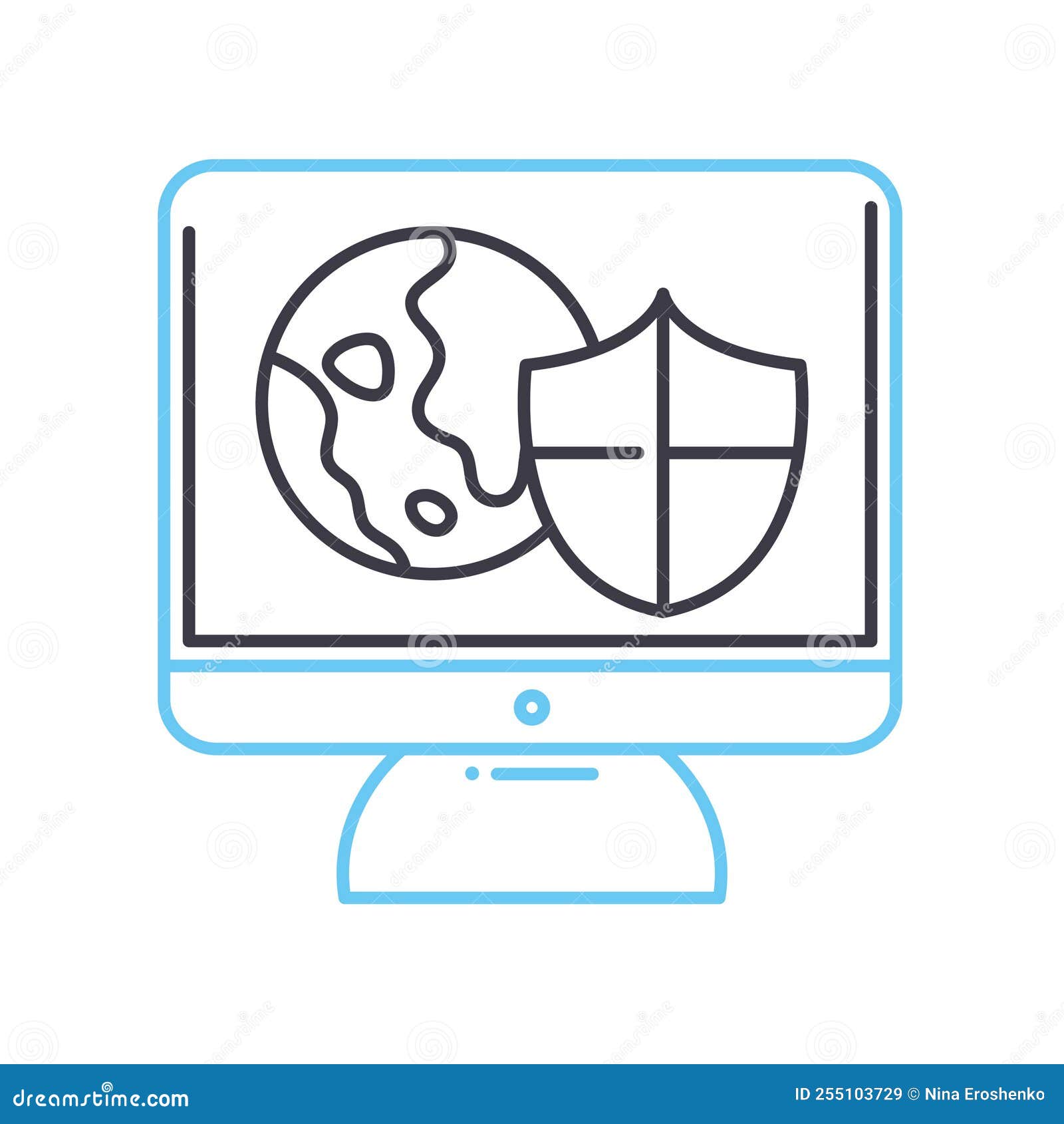 Internet Security Line Icon, Outline Symbol, Vector Illustration ...